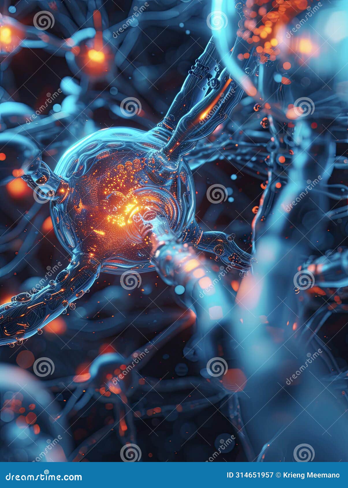 Technological Nano Molecular Cell Design with Glowing, Sci Fi Inspired Elements Stock ...