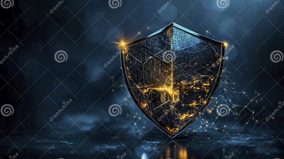 Secure Data Protection Shield Icon Digital Environment Graphic Design ...