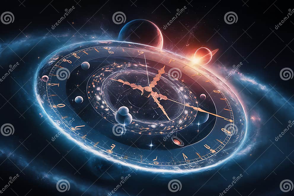 Celestial Clock with Revolving Planets" Stock Illustration ...