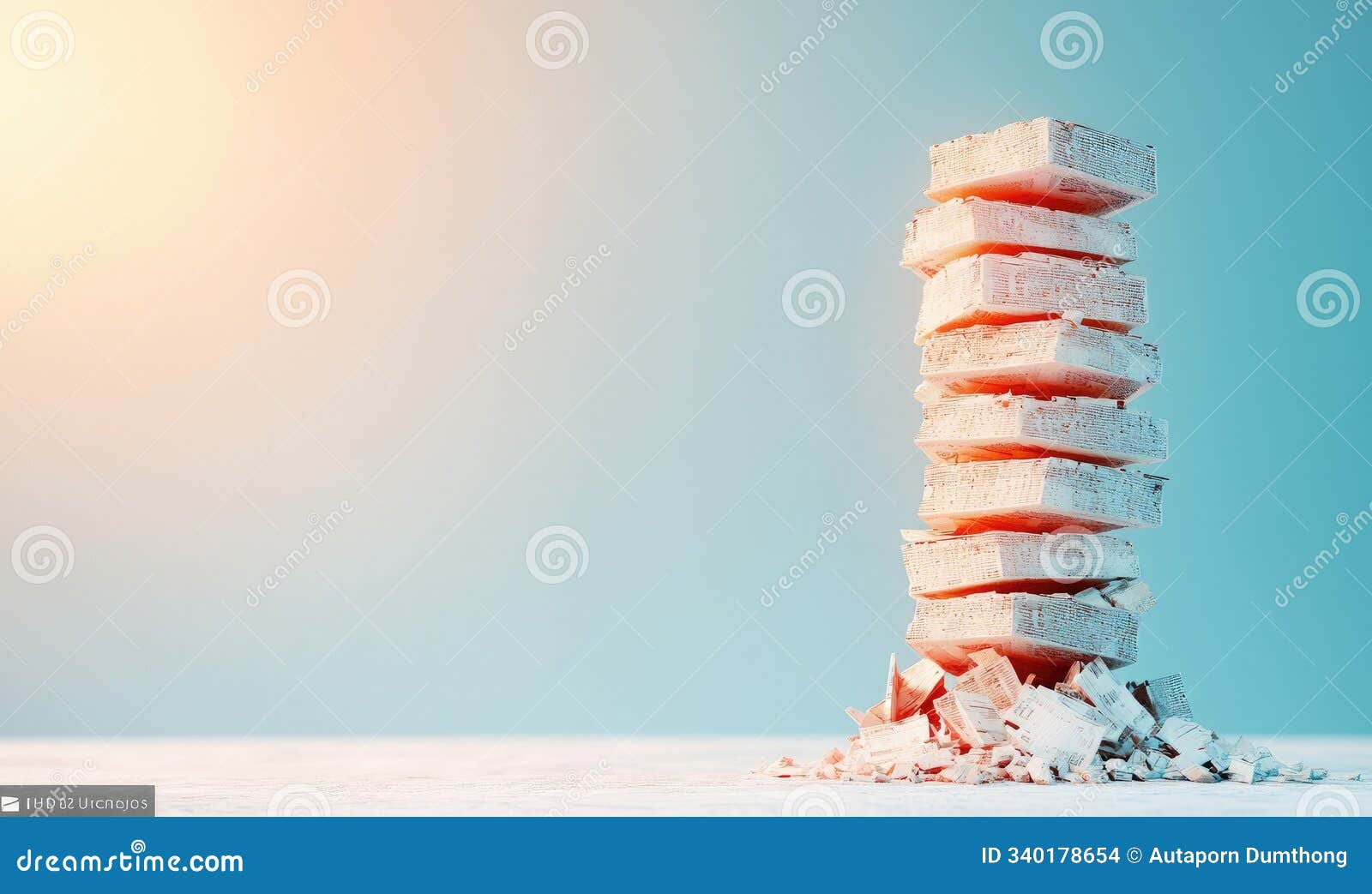 A Visually Striking Stack of White Blocks on a Soft Gradient Background ...