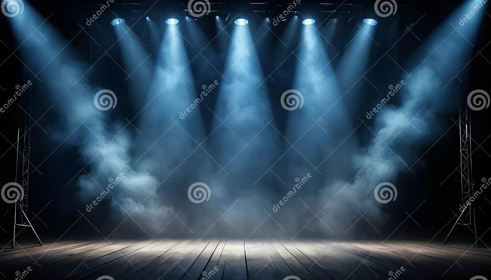 Visually Striking Stage Lighting with Blue Spotlights in a Dim ...