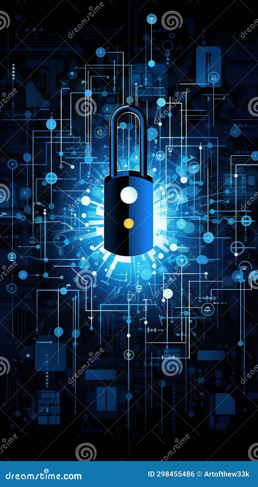 Secure Shield: Robotic Arm Protecting Digital Lock Icon Stock ...