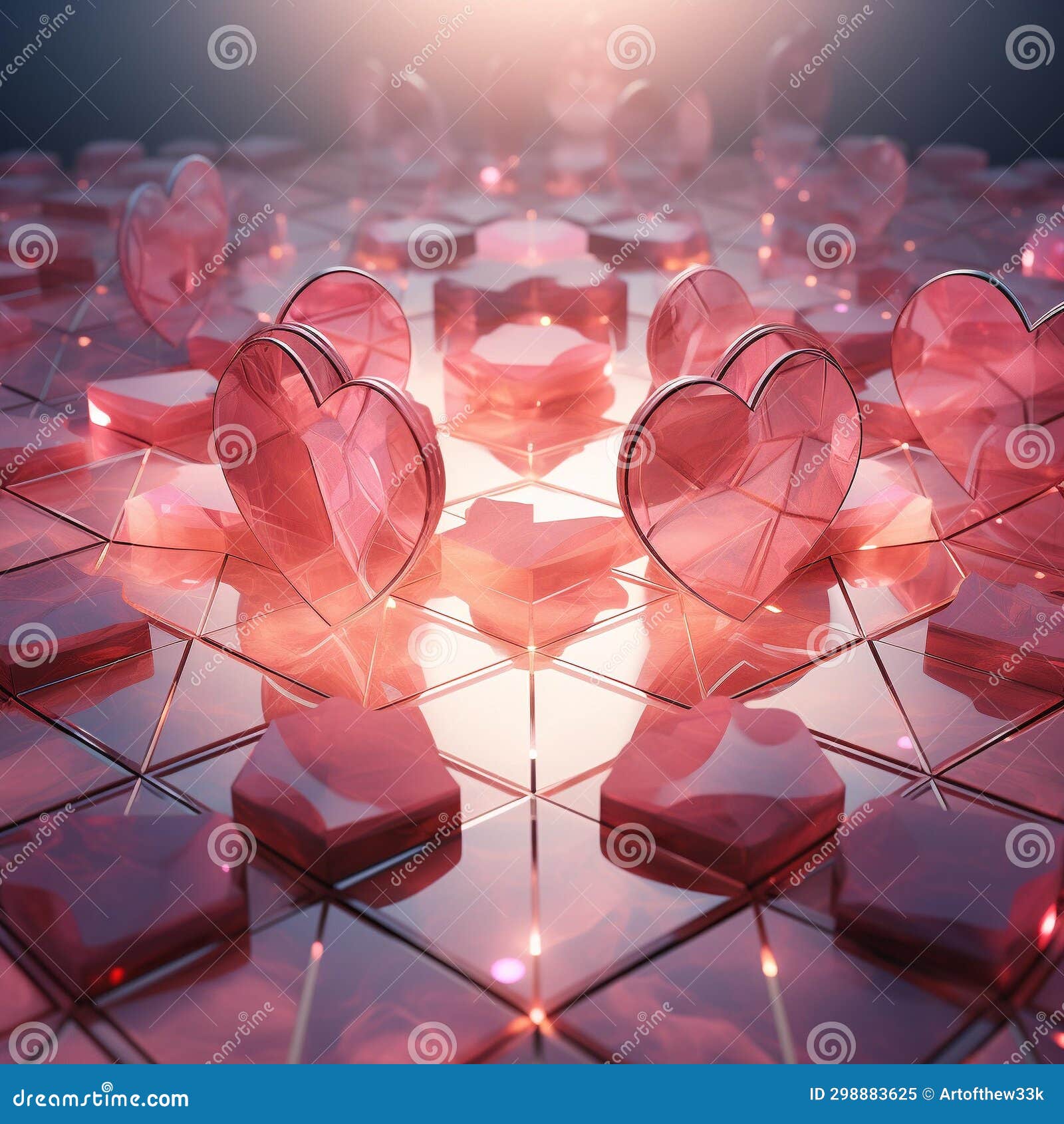 Eternal Love: Intricate Geometric Hearts in a Hexagonal Grid Stock ...