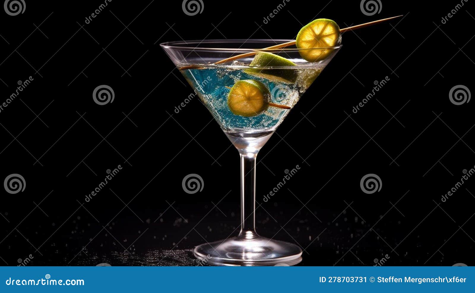 Creative Martini with Olive Skewer in Triangular Glass Stock ...