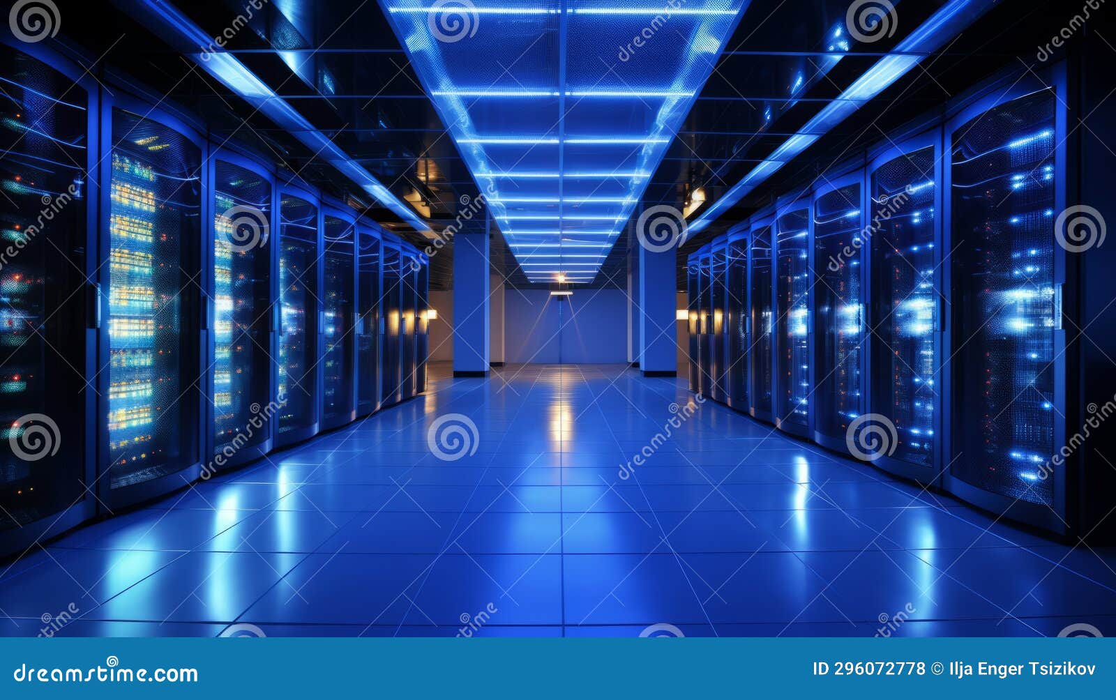 Visually Stunning Modern Data Center with State of the Art Server Racks ...
