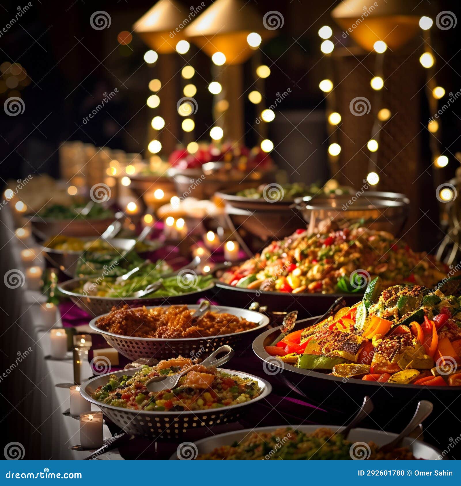 Visually Stunning Reception Buffet Setup with Multiple Food Stations ...