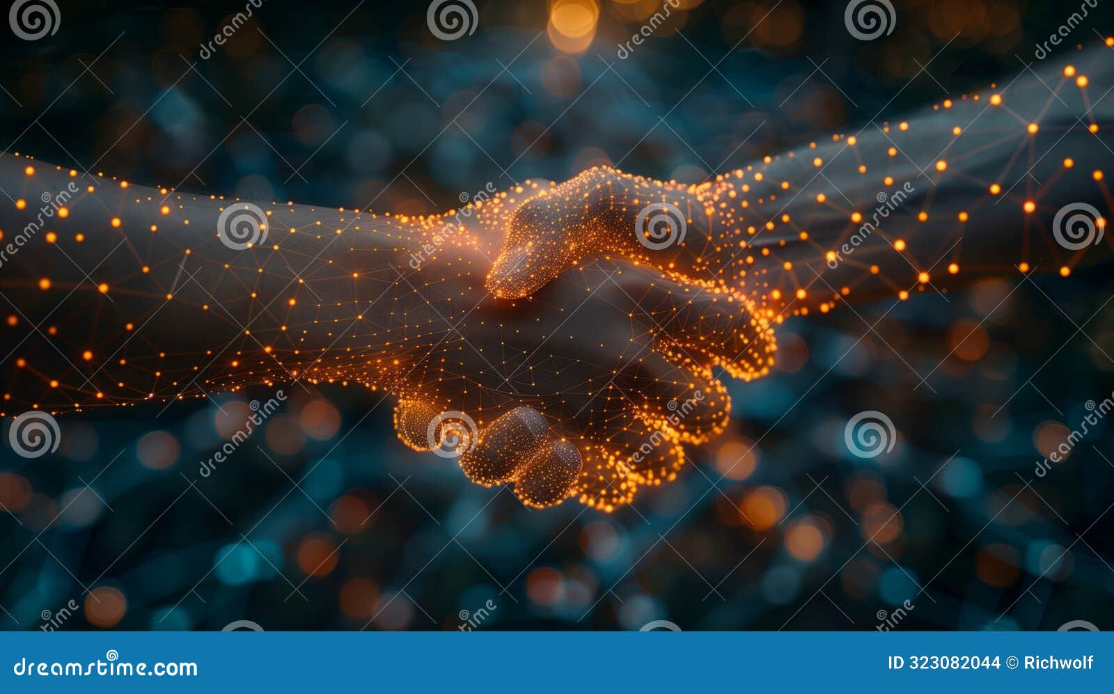 Handshake in Digital Realm Symbolizes Technology, Innovation, and ...