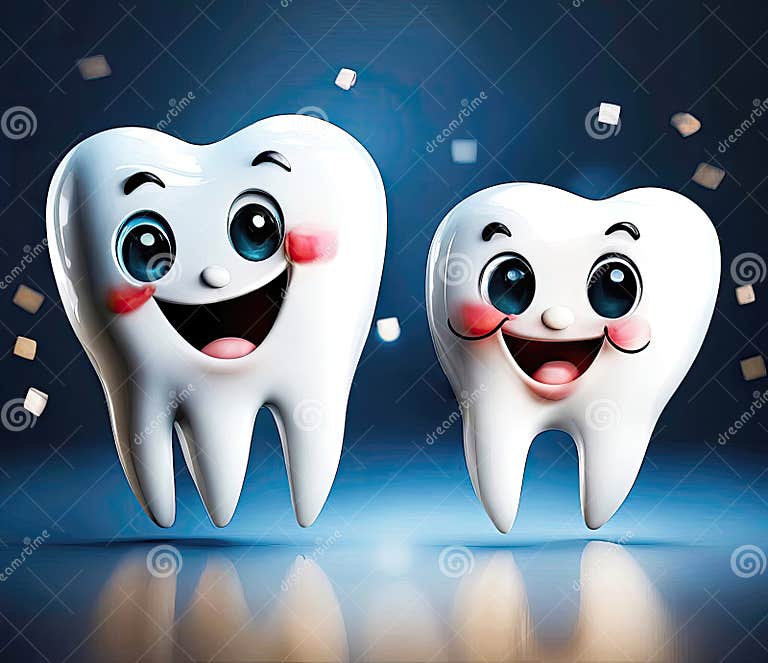 Visuals Featuring Cute and Happy Tooth Characters with Smiling Faces ...