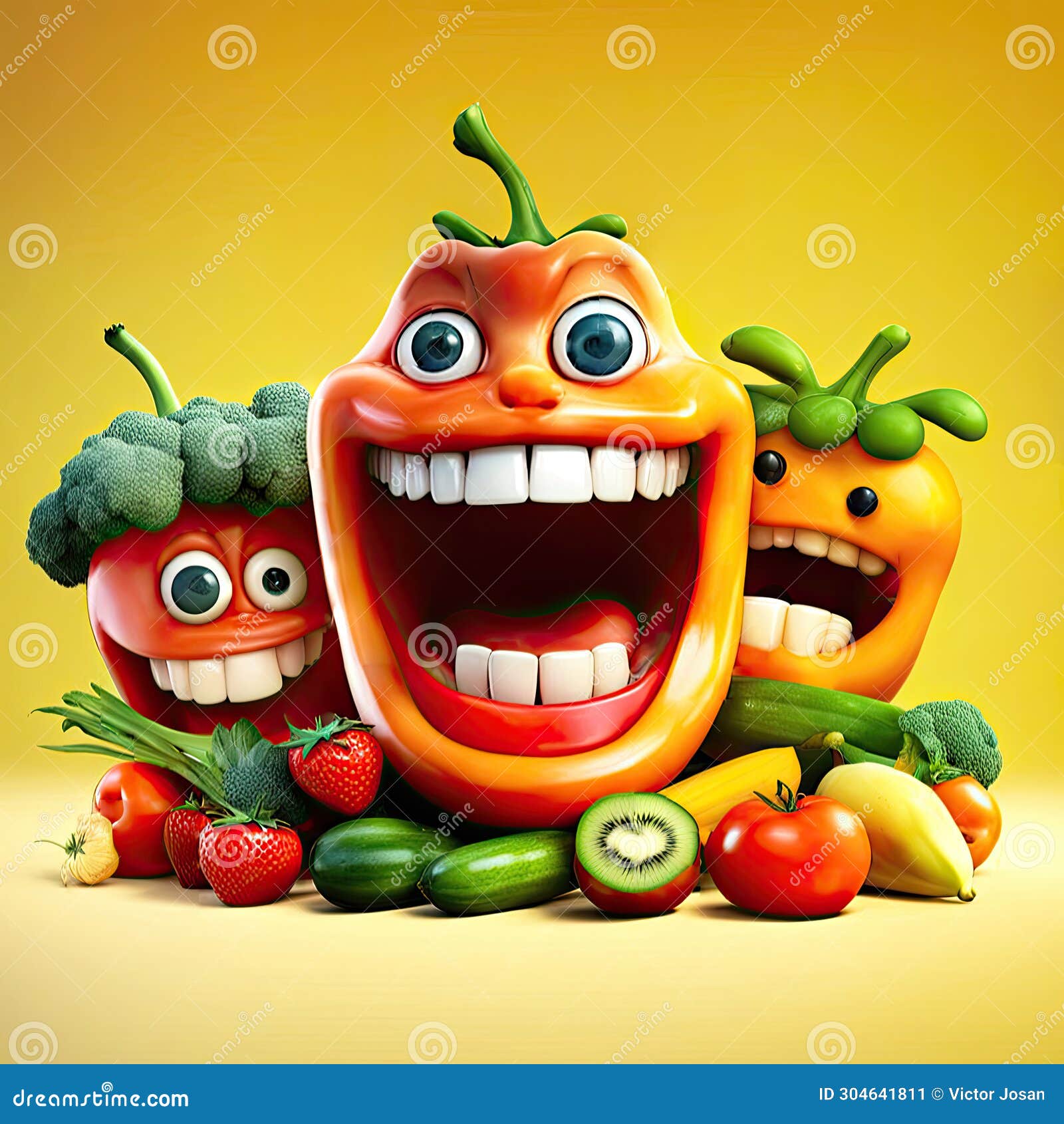 Visuals Featuring Cute and Happy Vegetable Characters with Smiling ...