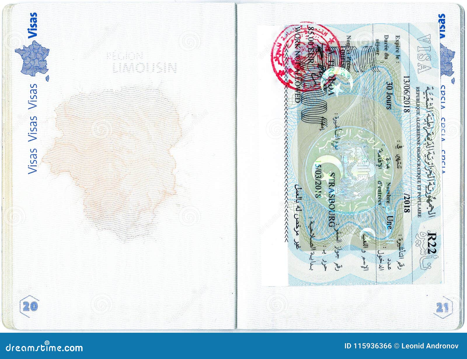 Visum Van Algerije in Een Frans Paspoort Stock Foto - Image of gezag ...