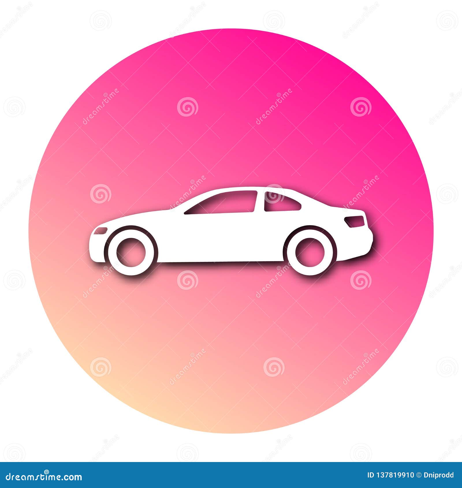 Vit Bil I Cirkel Med Modern Lutning Vektor Illustrationer ...