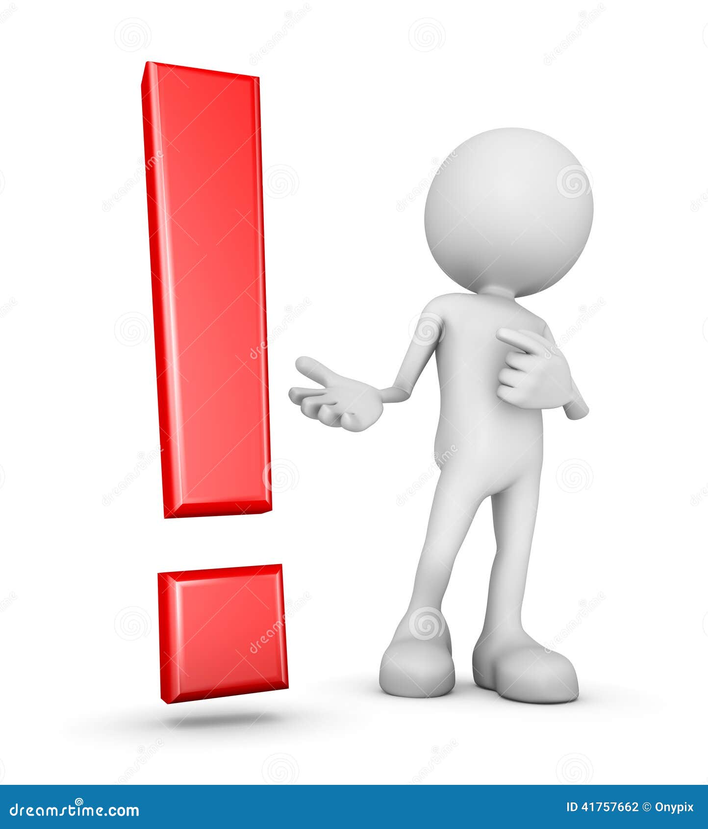 Vit 3d Människa - Röd Utropstecken Stock Illustrationer - Illustration ...