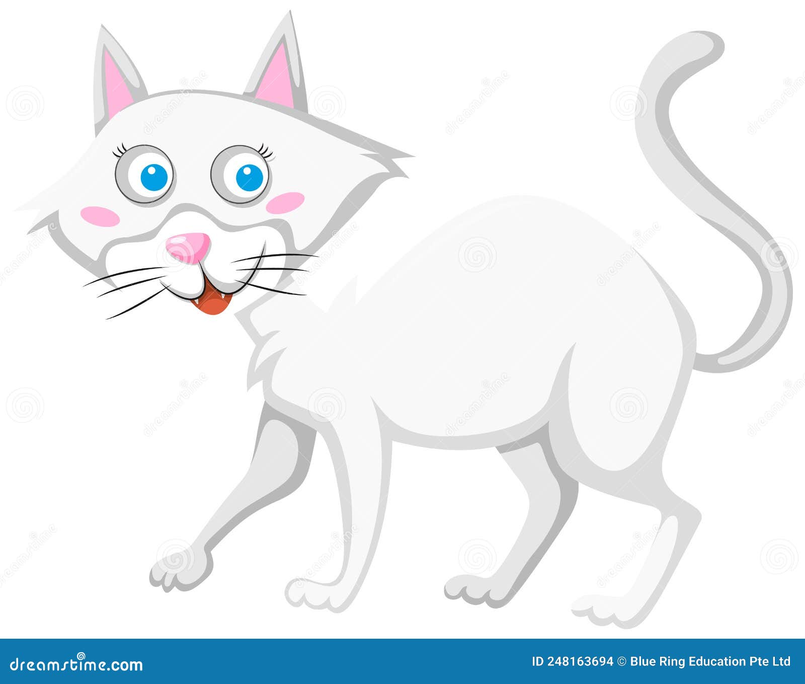 Vit katt i tecknad stil vektor illustrationer. Illustration av katter ...