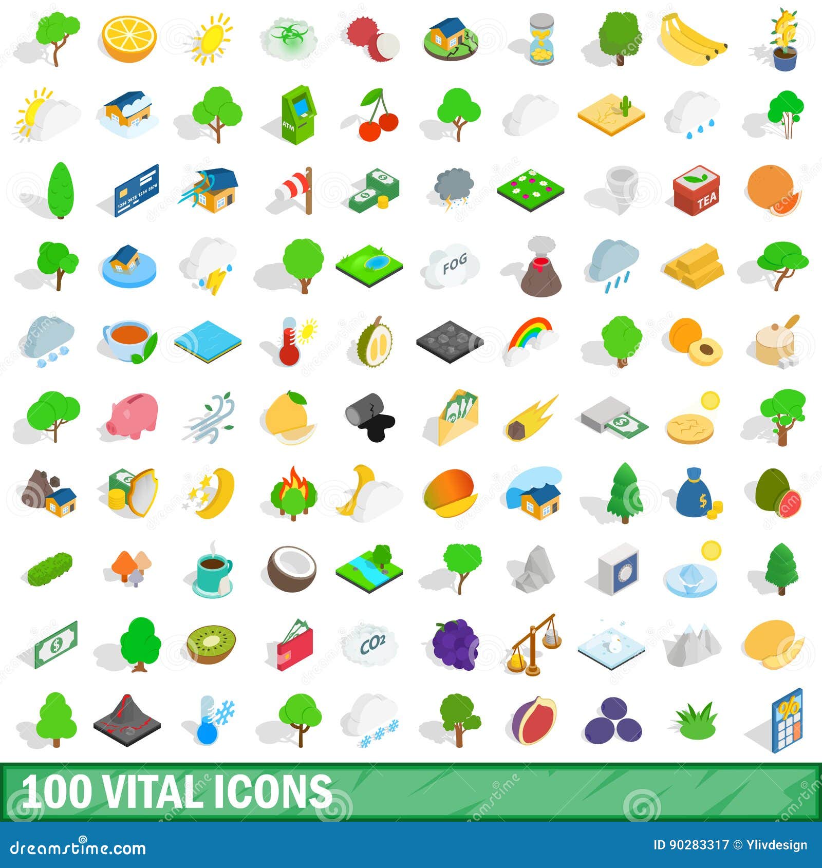 100 Vital Icons Set, Isometric 3d Style Stock Vector - Illustration of ...