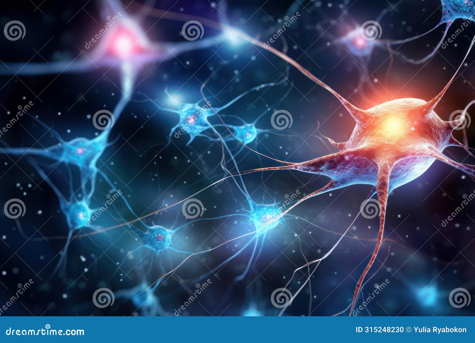 Single Neuron Nervous System On White. 3D Illustration Royalty-Free ...