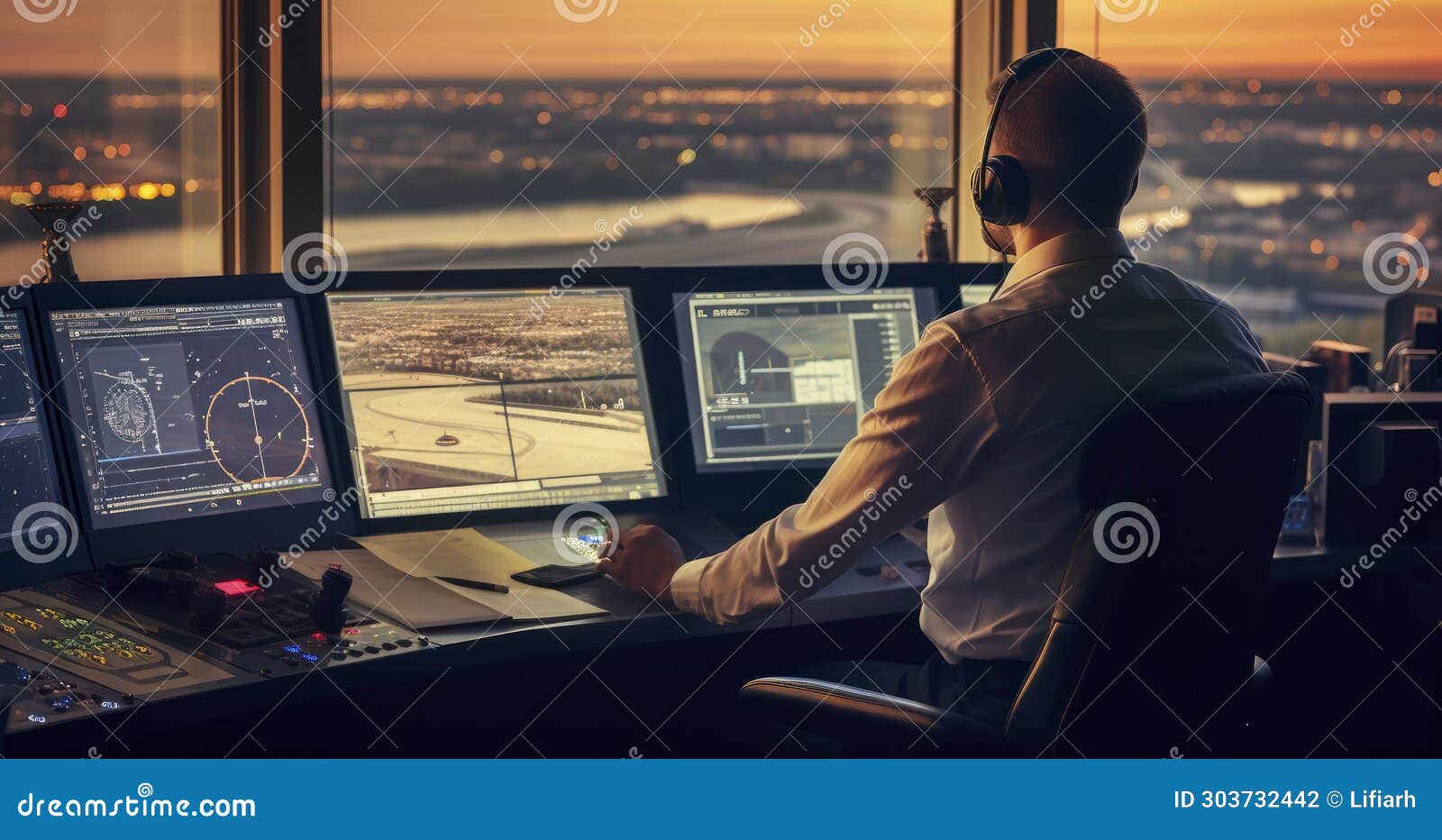 The Vital Task of Air Traffic Controllers in Managing the Skies from the Control Tower Stock ...