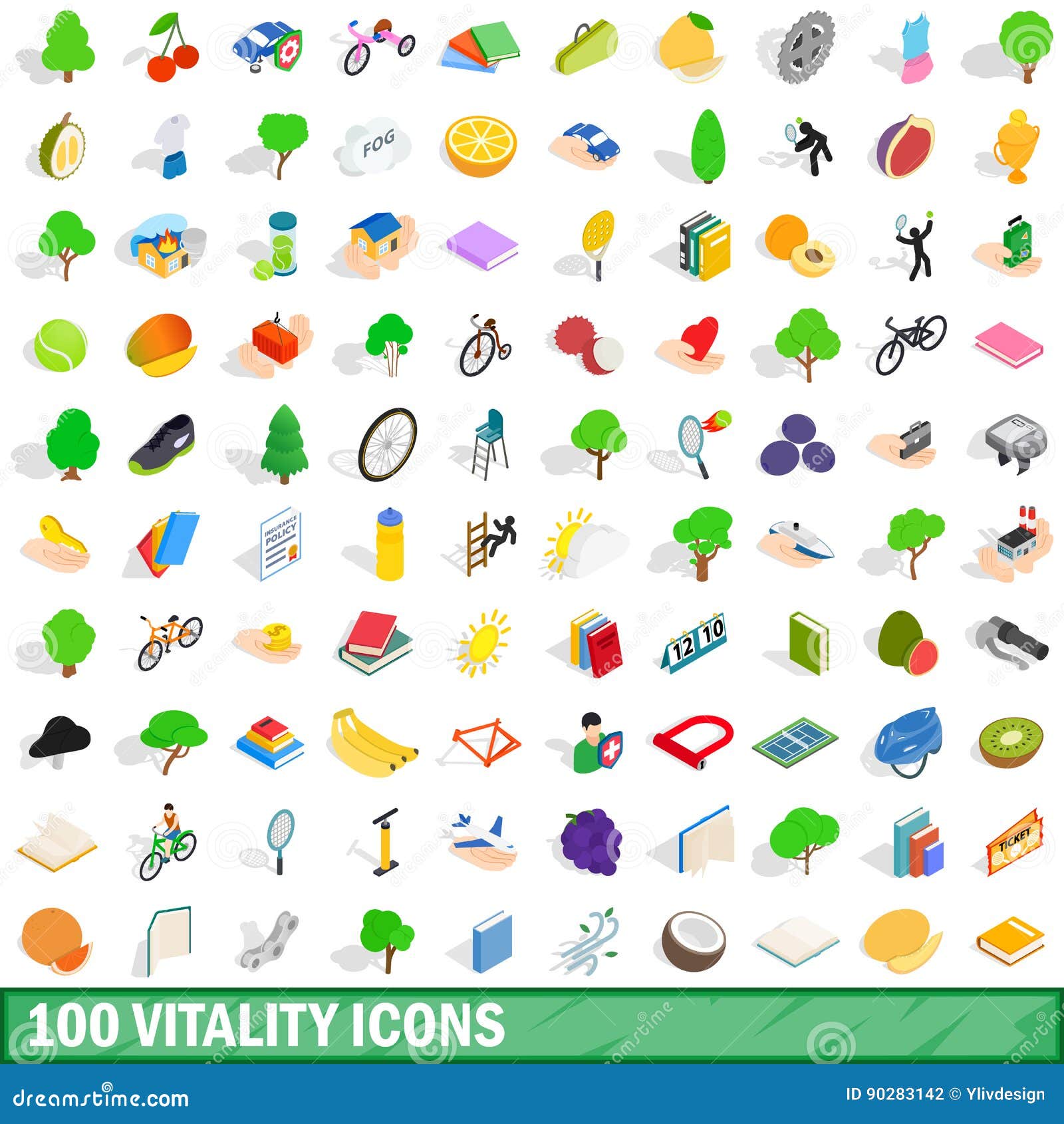 100 Vitality Icons Set, Isometric 3d Style Stock Vector - Illustration ...