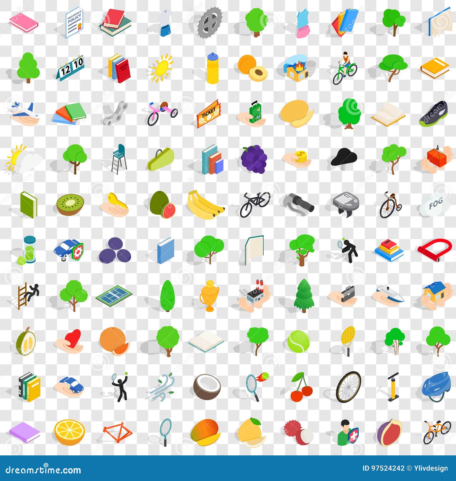 100 Vitality Icons Set, Isometric 3d Style Stock Vector - Illustration ...