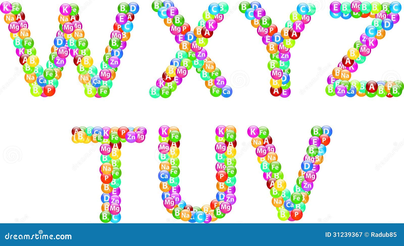 Vitamin-Alphabet-Satz vektor abbildung. Illustration von getrennt ...