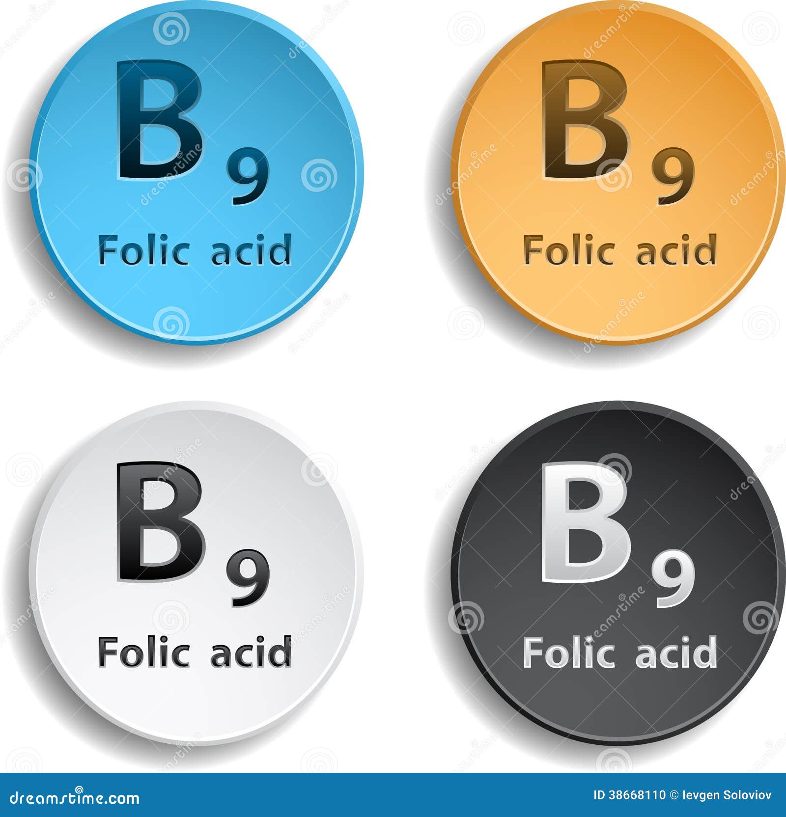 Vitamin B9 stock vector. Illustration of objects, chemistry - 38668110