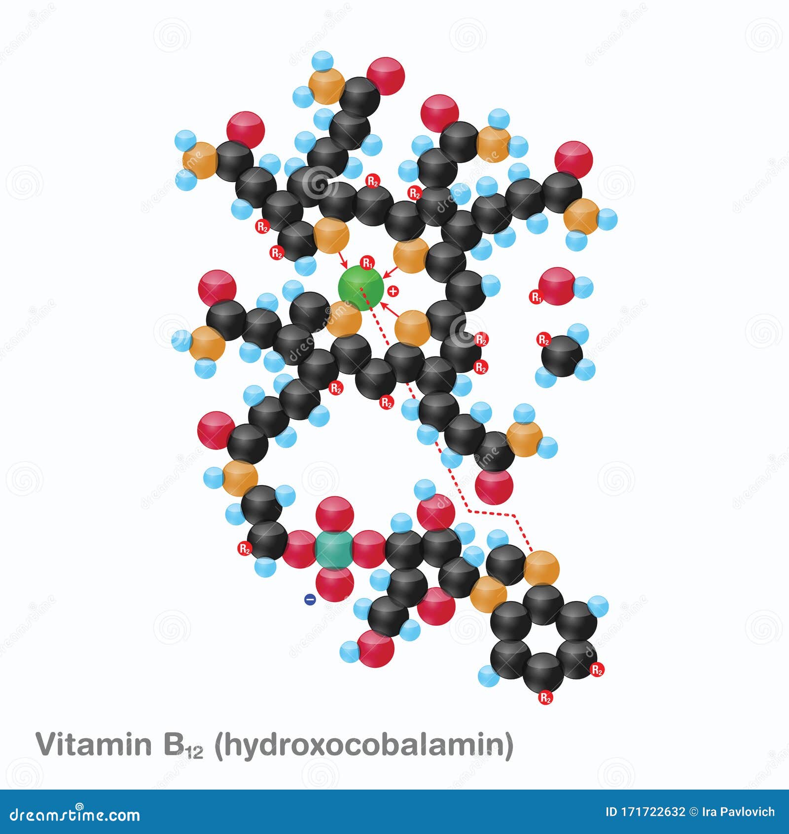 Vitamin B12 (hydroxocobalamin) Sphere Stock Vector - Illustration of ...
