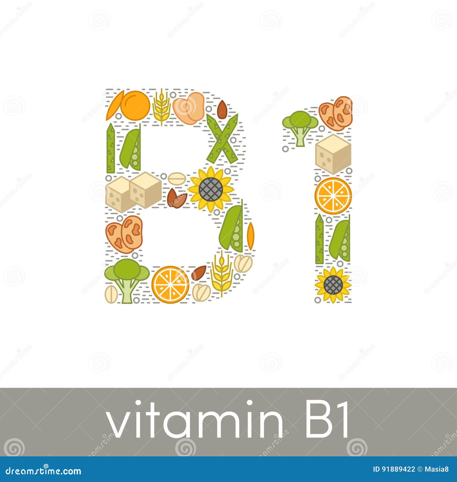 Vitamin B1 stock illustration. Illustration of design - 91889422