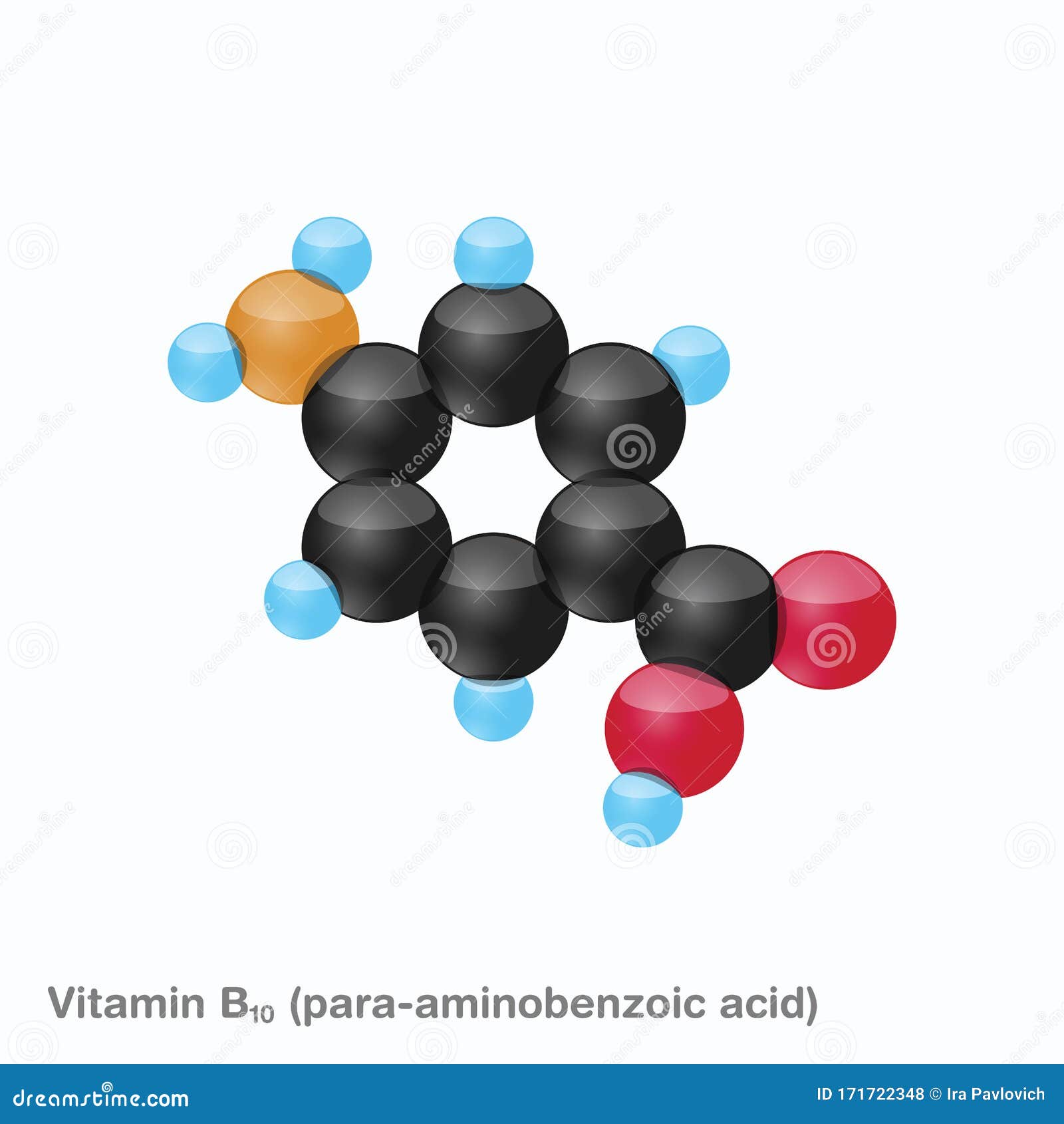 Vitamin B10 (para-aminobenzoic Acid) Sphere Stock Vector - Illustration ...