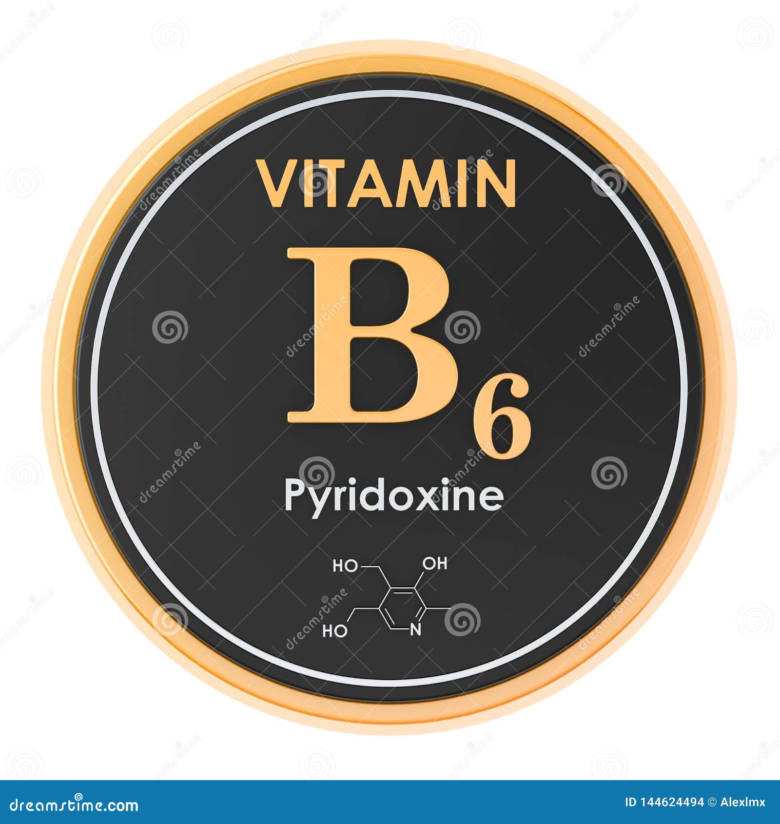 Vitamin B6, Pyridoxine. Circle Icon, Chemical Formula, Molecular ...