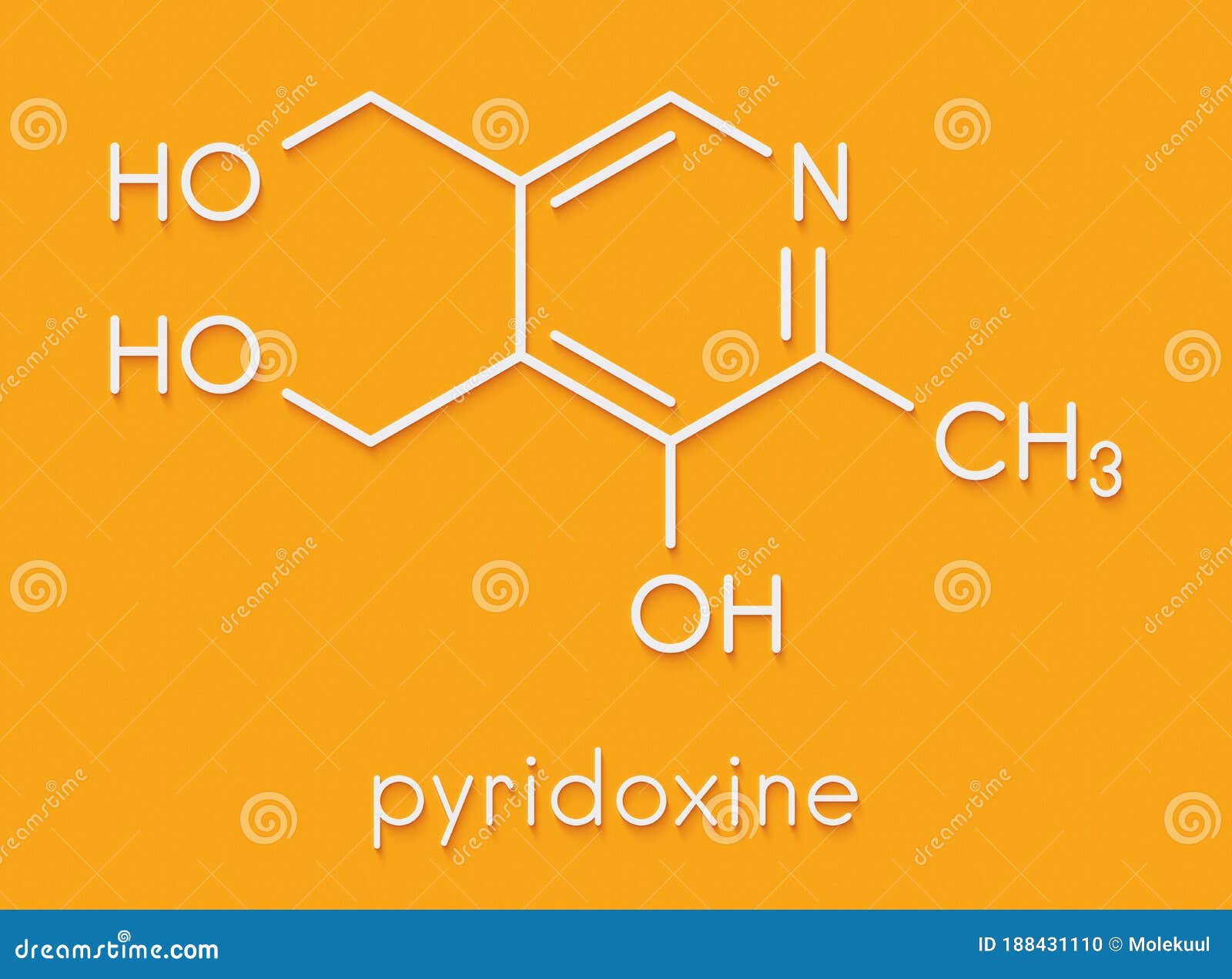 Vitamin B6, Pyridoxine. Circle Icon, Chemical Formula, Molecular ...