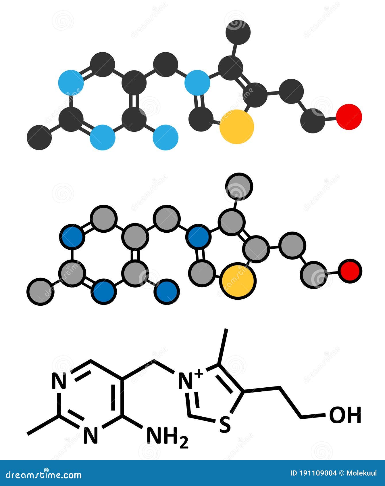 Vitamin B1 Thiamine Molecule. Stylized 2D Rendering and Conventional ... Vitamin B1 Thiamine Molecule. Stylized 2D Rendering and Conventional ...