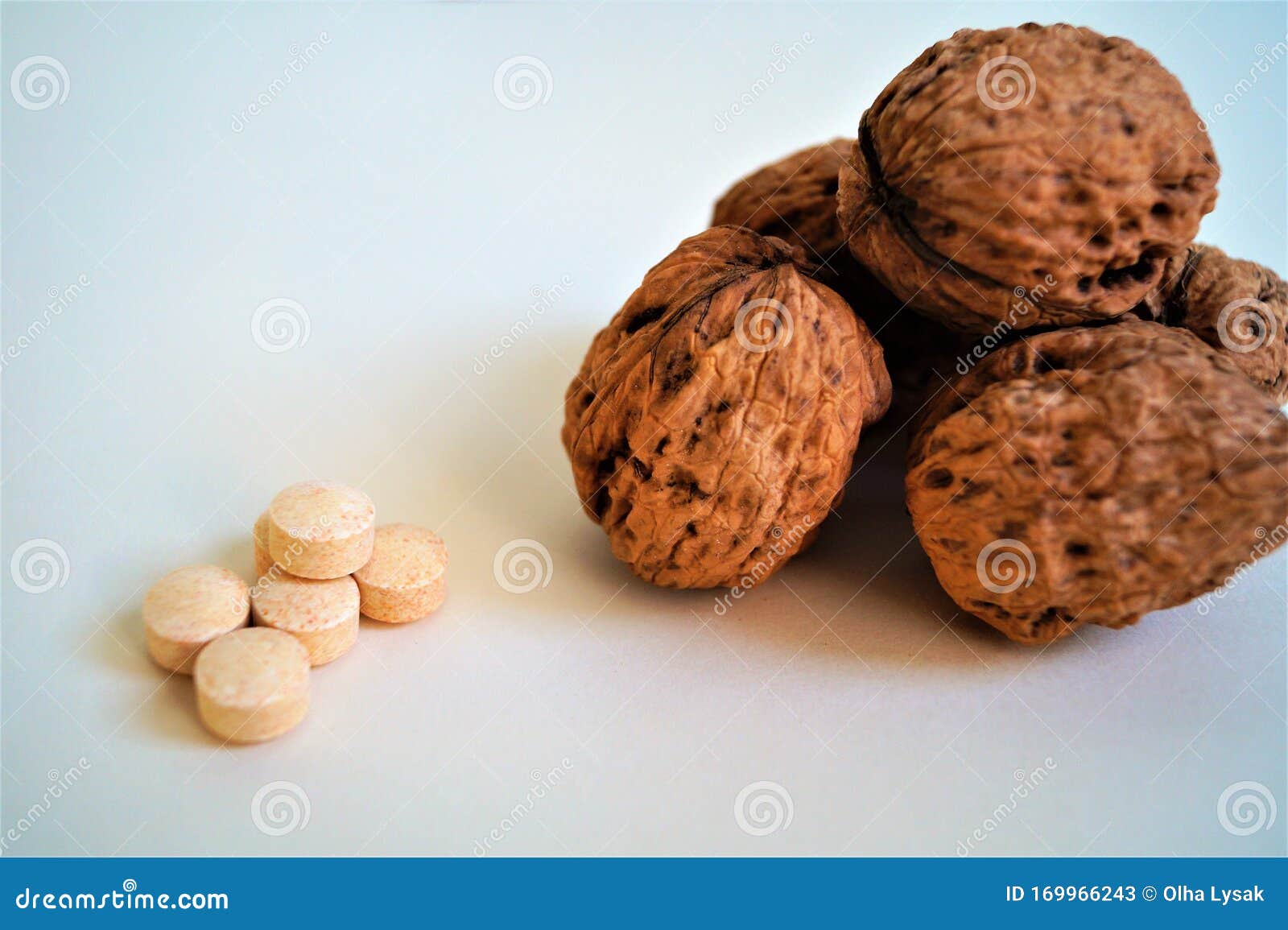 Vitamin for the Brain Walnuts Opposed To Tablets Stock Image - Image of ...