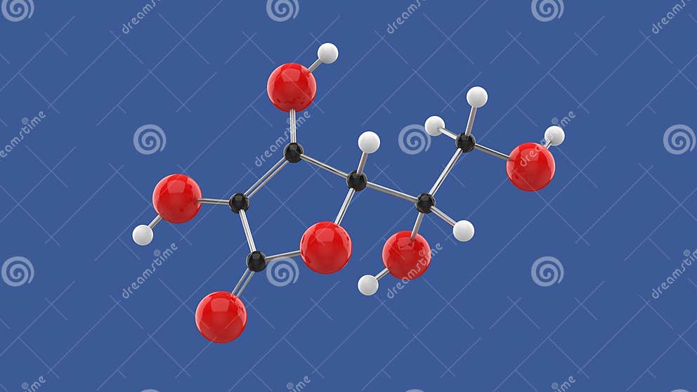 Vitamin C Ascorbic Acid 3D Molecule Structure Illustration Stock ...