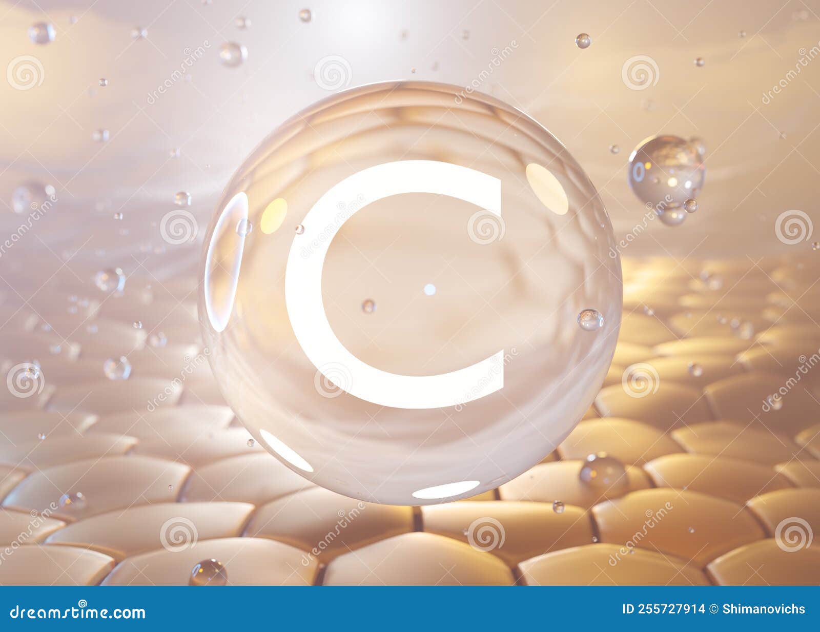 Vitamin C, a Drop of Liquid Under a Microscope in the Form of Molecular ...