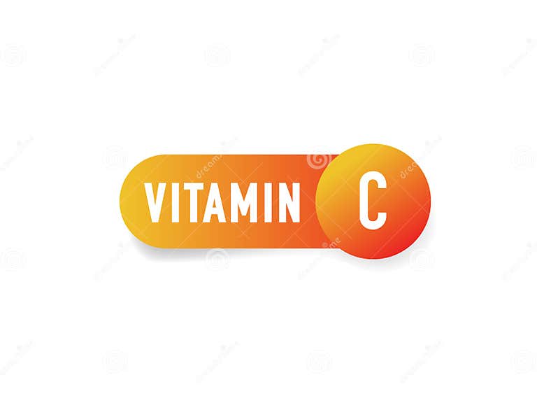 Vitamin C Sign Label Button Stock Vector - Illustration of recreation ...