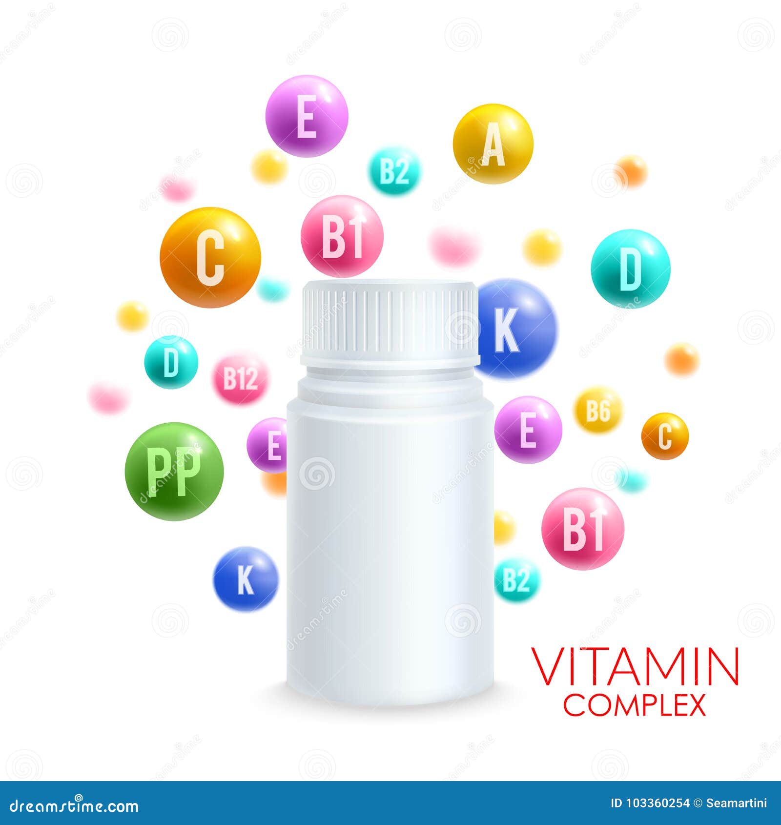 Vitamin Complex Pills Vector 3D Plastic Bottle Stock Vector ...