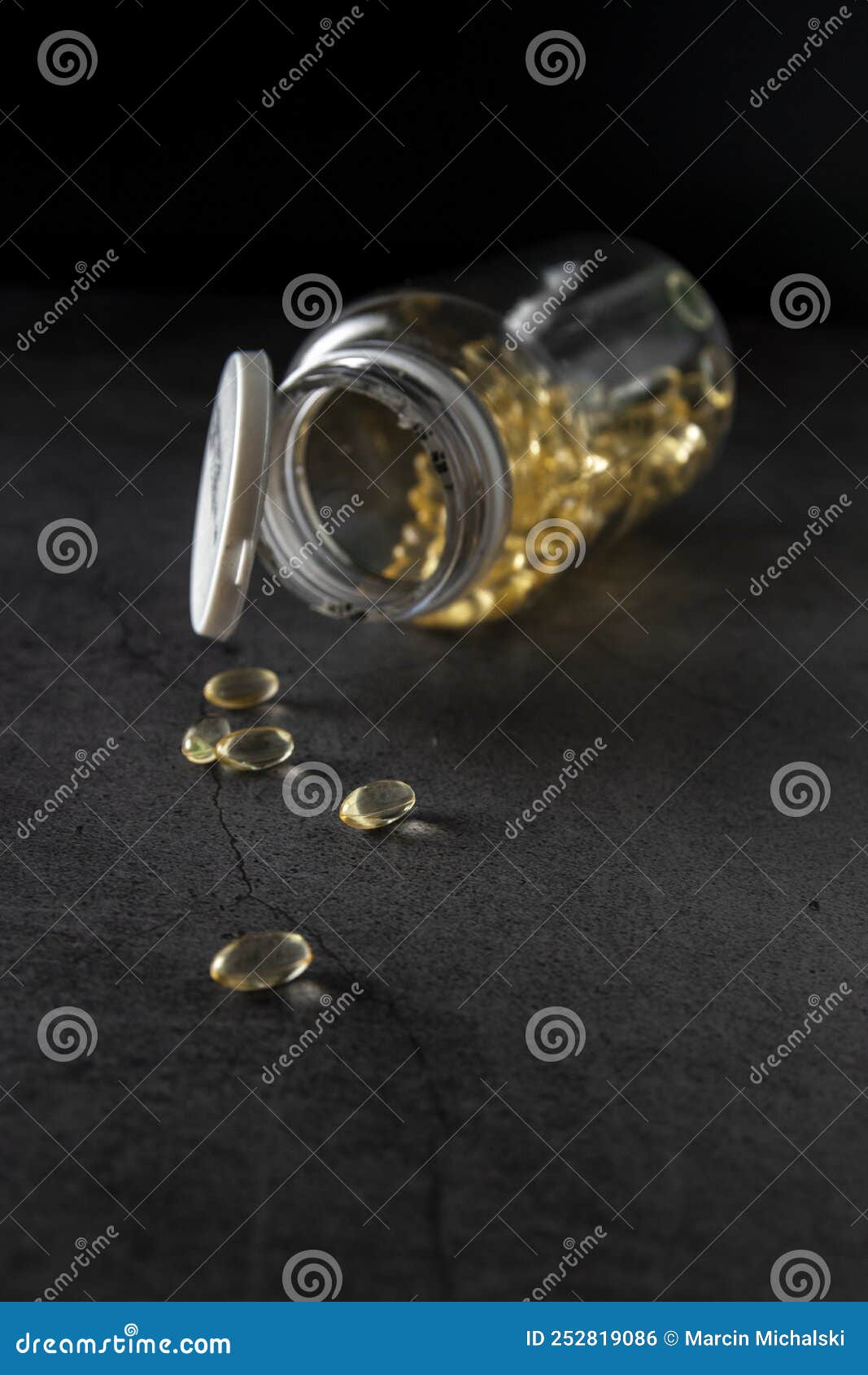 Vitamin D Caps on a Dark Background Stock Photo - Image of health ...