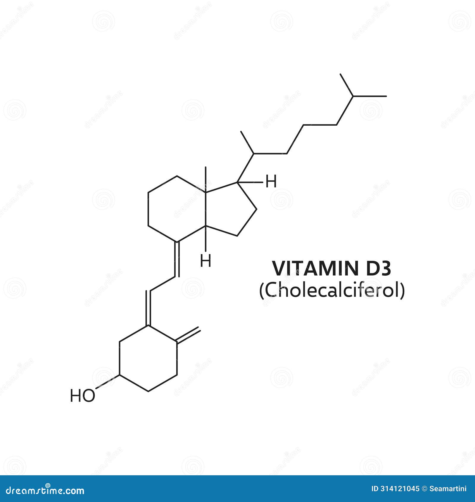 Vitamin D3, or Cholecalciferol Molecular Structure Stock Vector ...