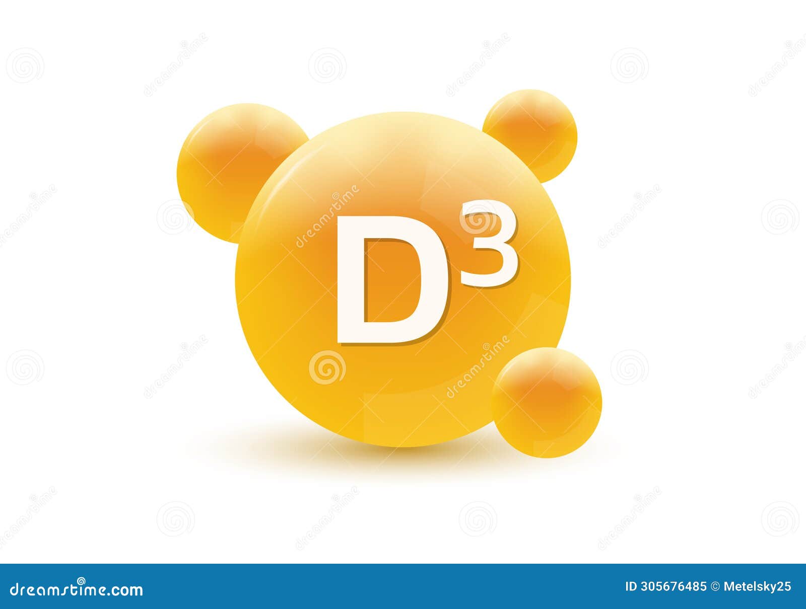 Vitamin D3 3d Icon. Circle Drop, Capsule or Pill Isolated on White ...