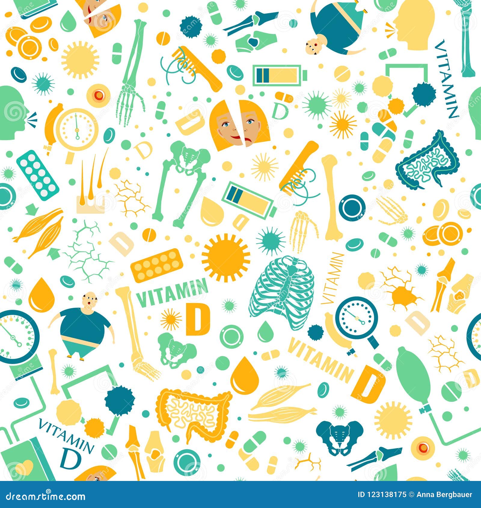Vitamin D seamless pattern stock vector. Illustration of deprivation ...