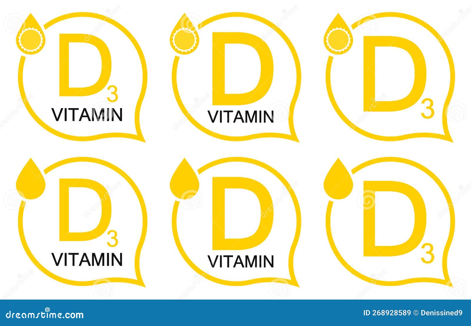 Vitamin D and D3 Set Icons, Isolated Symbols Stock Illustration ...