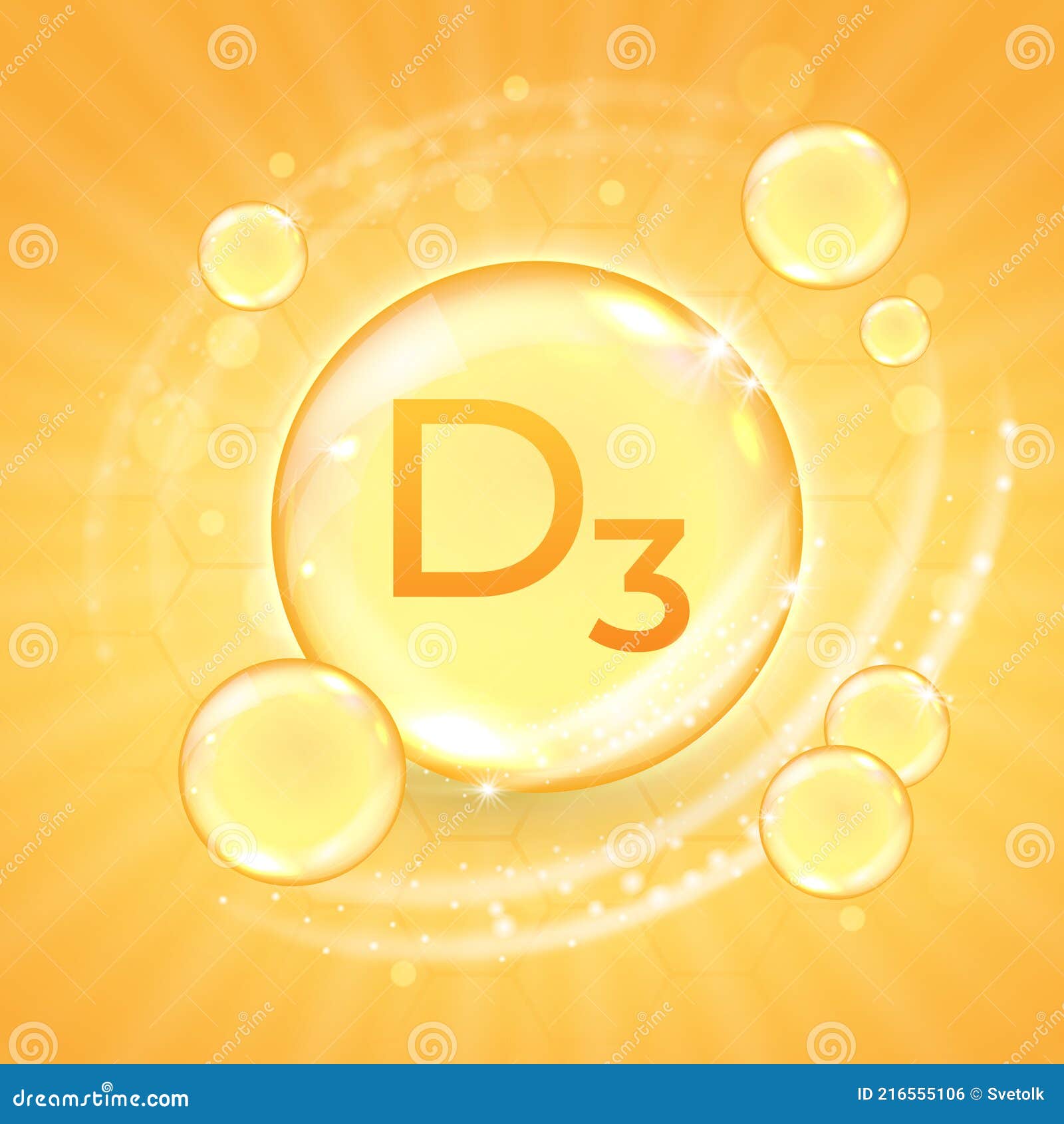 Vitamin D3 Supplement Shiny Golden Oil Substance Capsule
