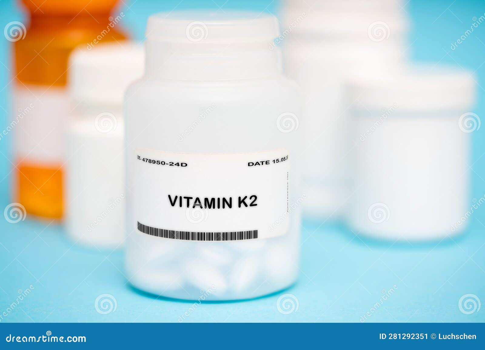 Vitamin K2 Medication in Plastic Vial Stock Image - Image of tablets ...
