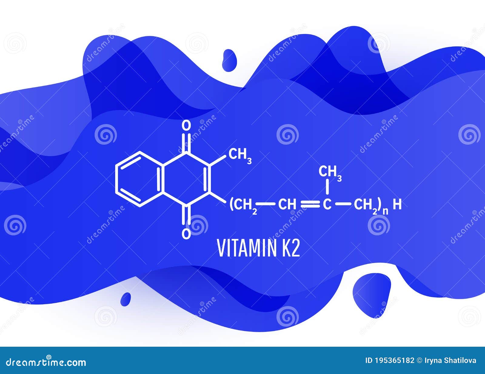 Vitamin K2 Structural Chemical Formula with a Blue Liquid Fluid ...