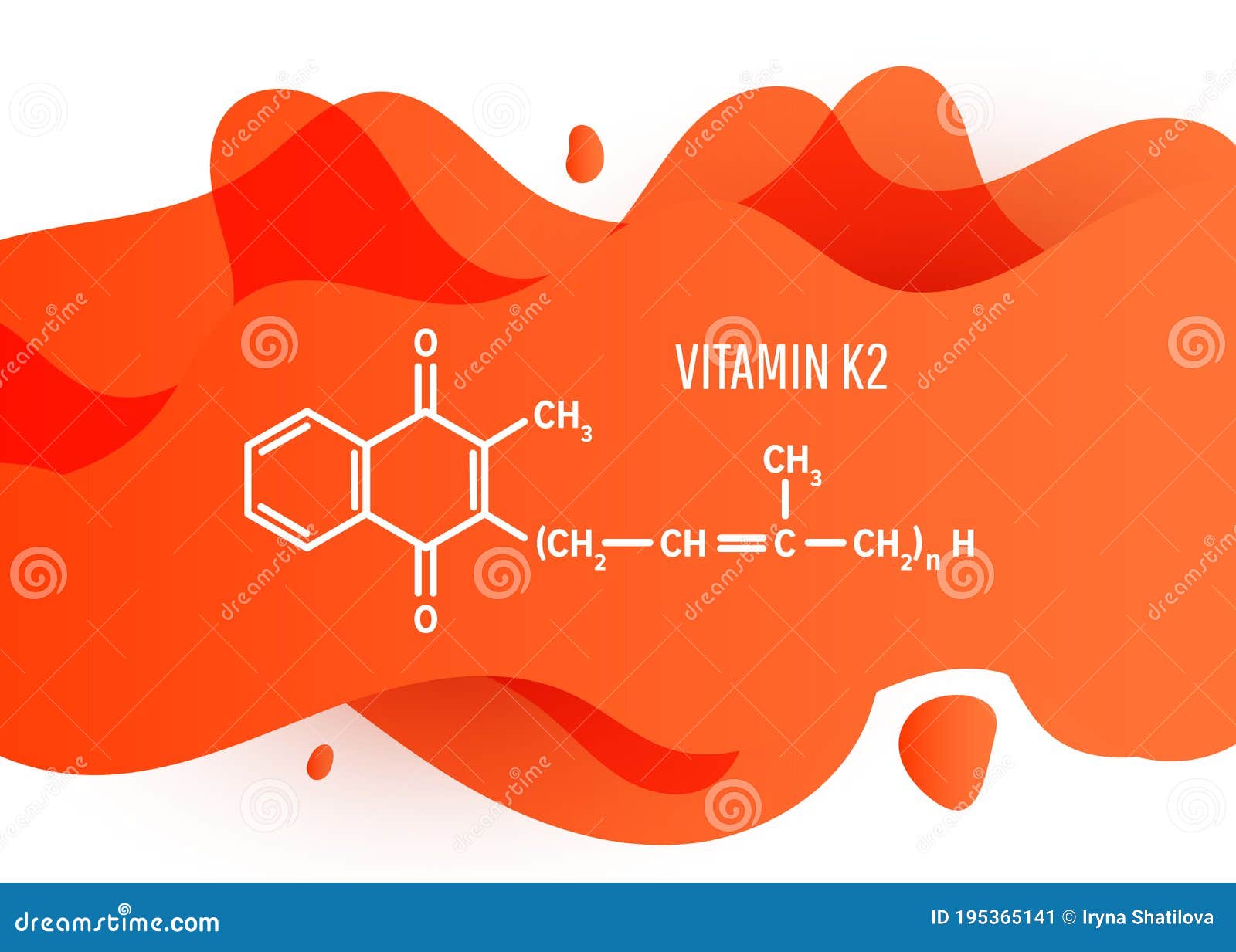 Vitamin K2 Structural Chemical Formula with Orange Liquid Fluid ...