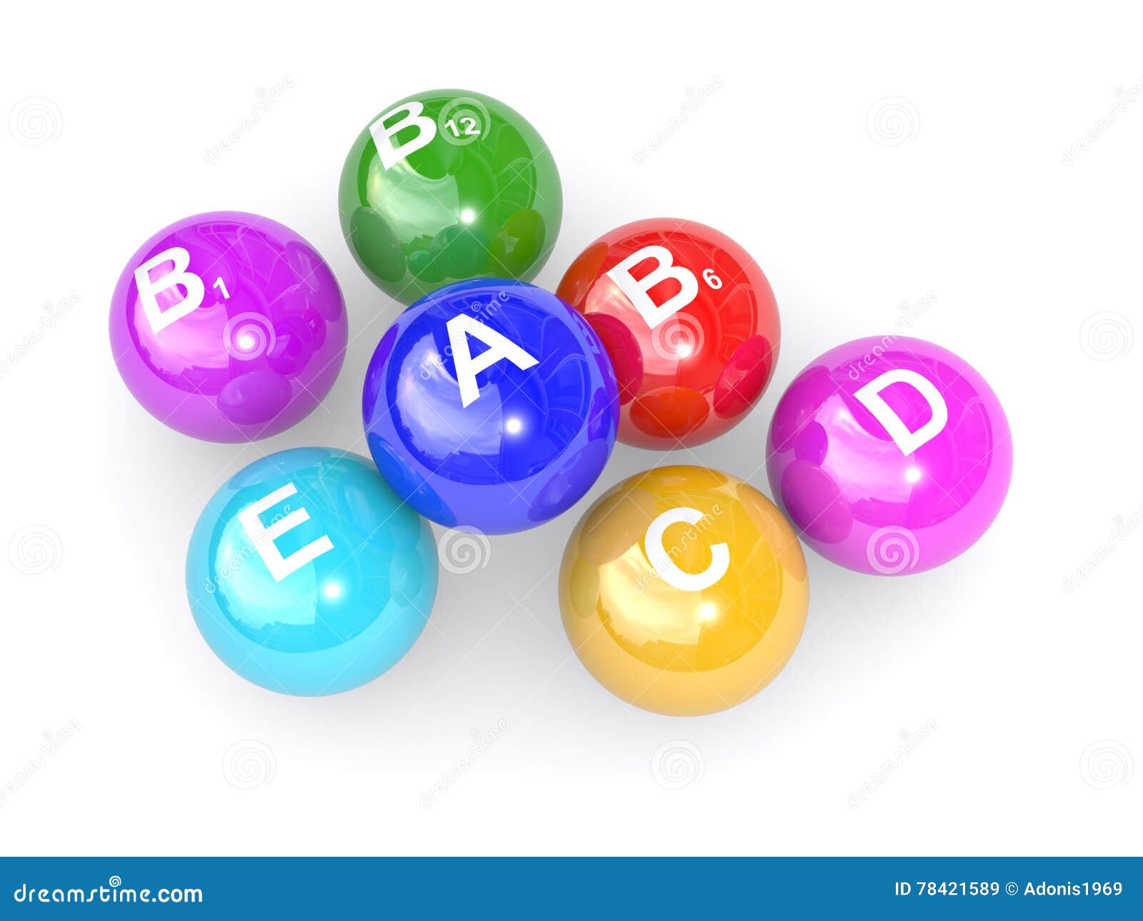 Vitamin letters on balls stock image. Image of ball, designations ...