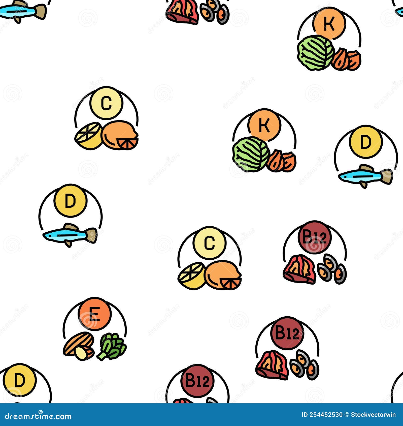 Vitamin Mineral Medical Complex Vector Seamless Pattern Stock Vector ...