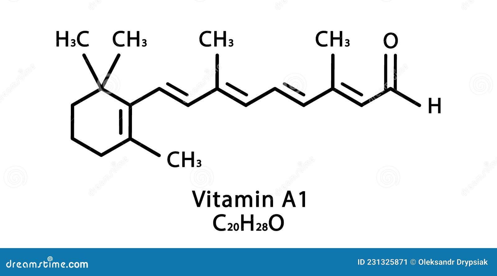 Retinal, Vitamin A Aldehyde, Chemical Formula And Skeletal Structure ...
