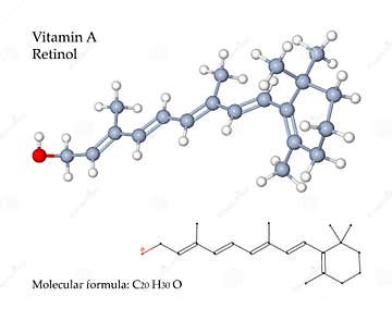 Vitamin a Retinol - 3d Illustration of Molecular Structure Stock ...