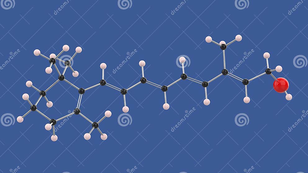 Vitamin a Retinol 3D Molecule Structure Illustration Stock Illustration ...