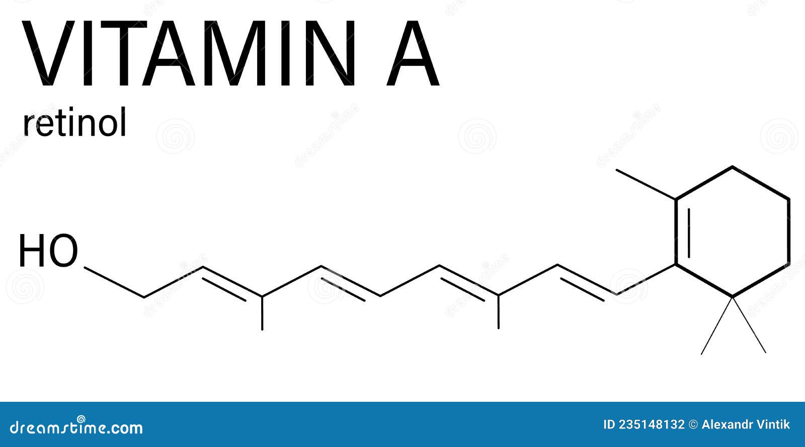 Vitamin a or Retinol Molecule. Skeletal Formula Stock Illustration ...